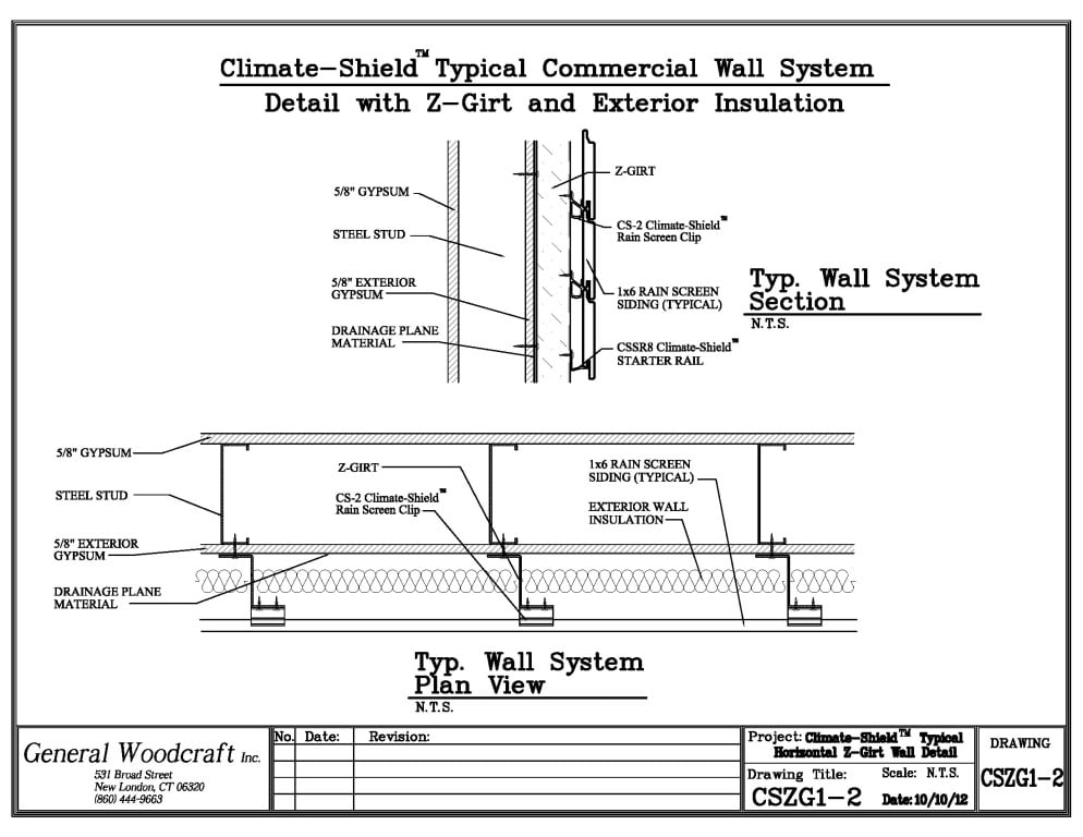 Architectural Rainscreen Design Detail for Exterior Insulation